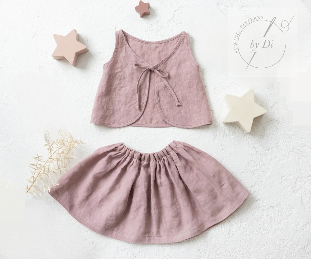 Set of PDF Sewing Patterns GAJA for Tie Back Top and Gathered Skirt for ...