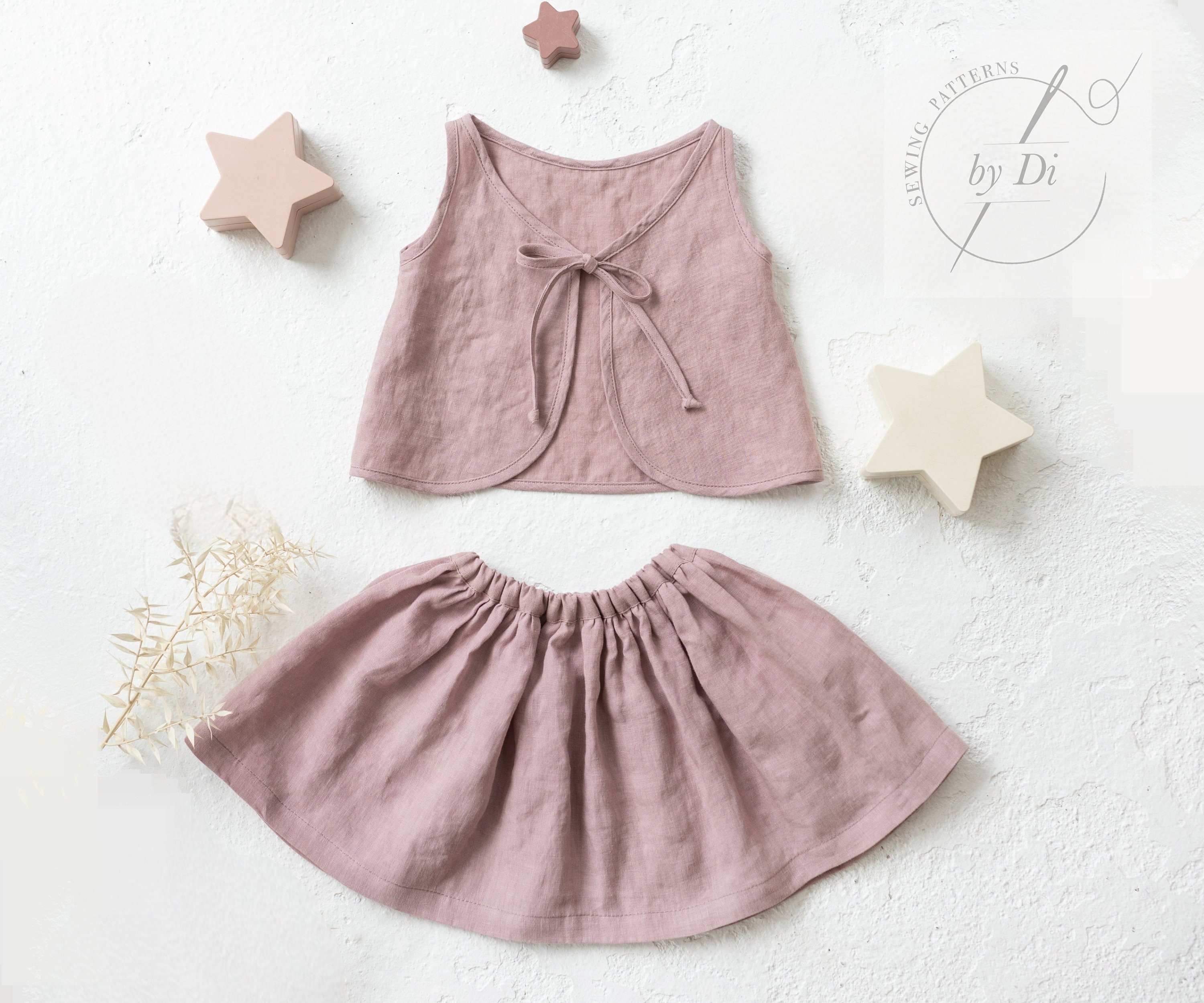 Set of PDF Sewing Patterns GAJA for Tie Back Top and Gathered Skirt for ...