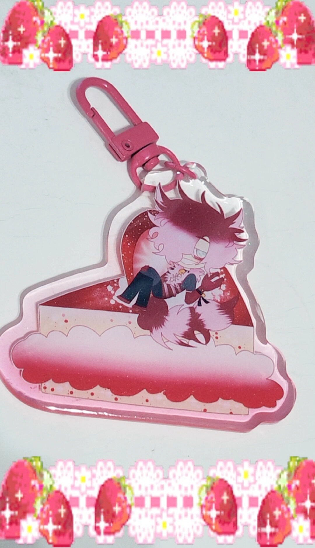 Cheshire Cat Strawberry Dessert Keychain (original Character/scene ...