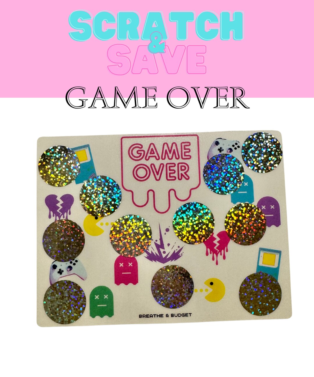 Game Over Scratch & Save | A5 | Savings Challenges | Laminated | Save ...