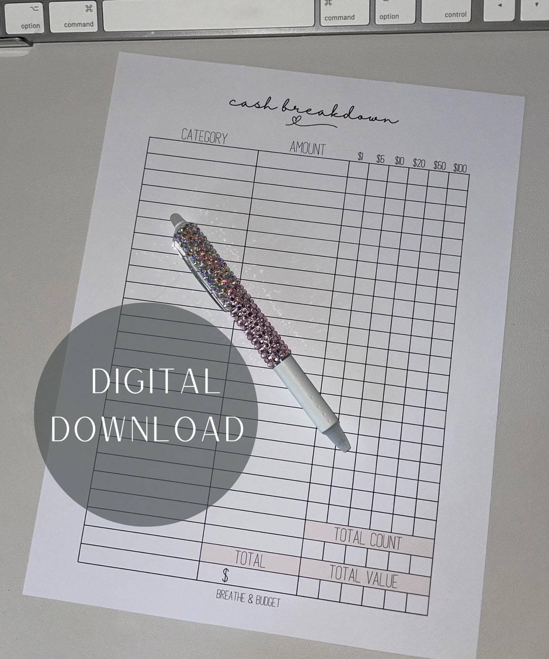 Cash Denomination Breakdown | Digital Download - Etsy