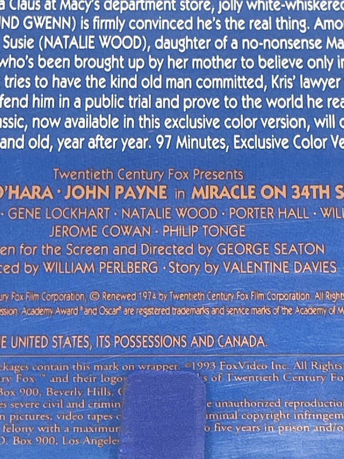 Miracle on 34th Street VHS 20th Century Fox Holiday Classic Color ...