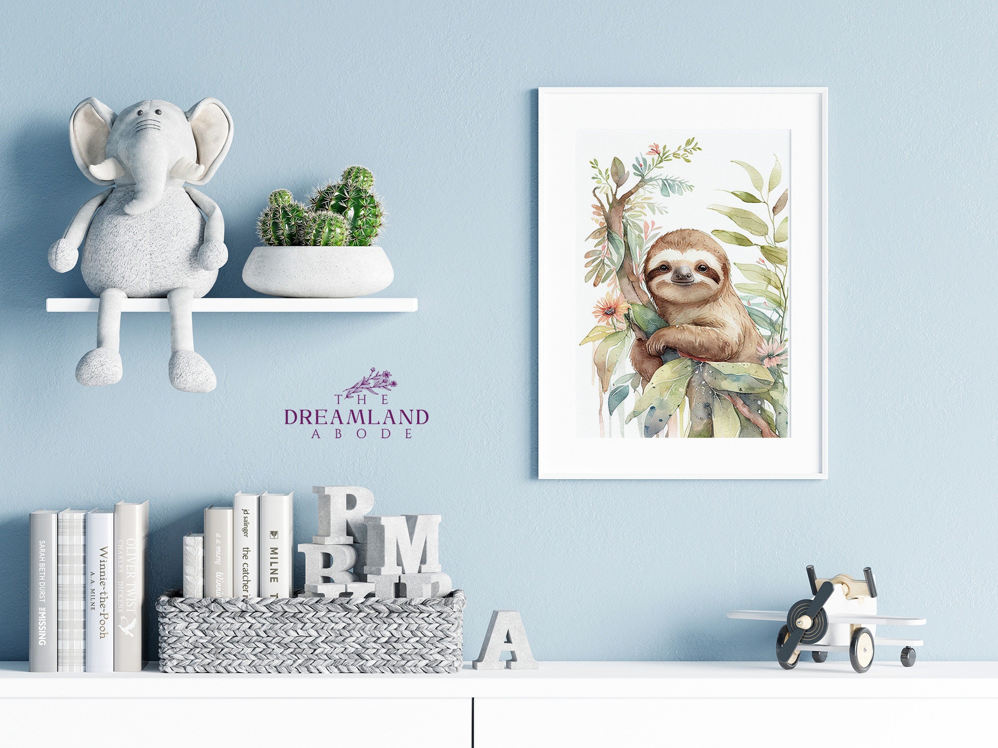 Cute Sloth Art Print, Sloth Printable Wall Art, Jungle Animal Nursery ...