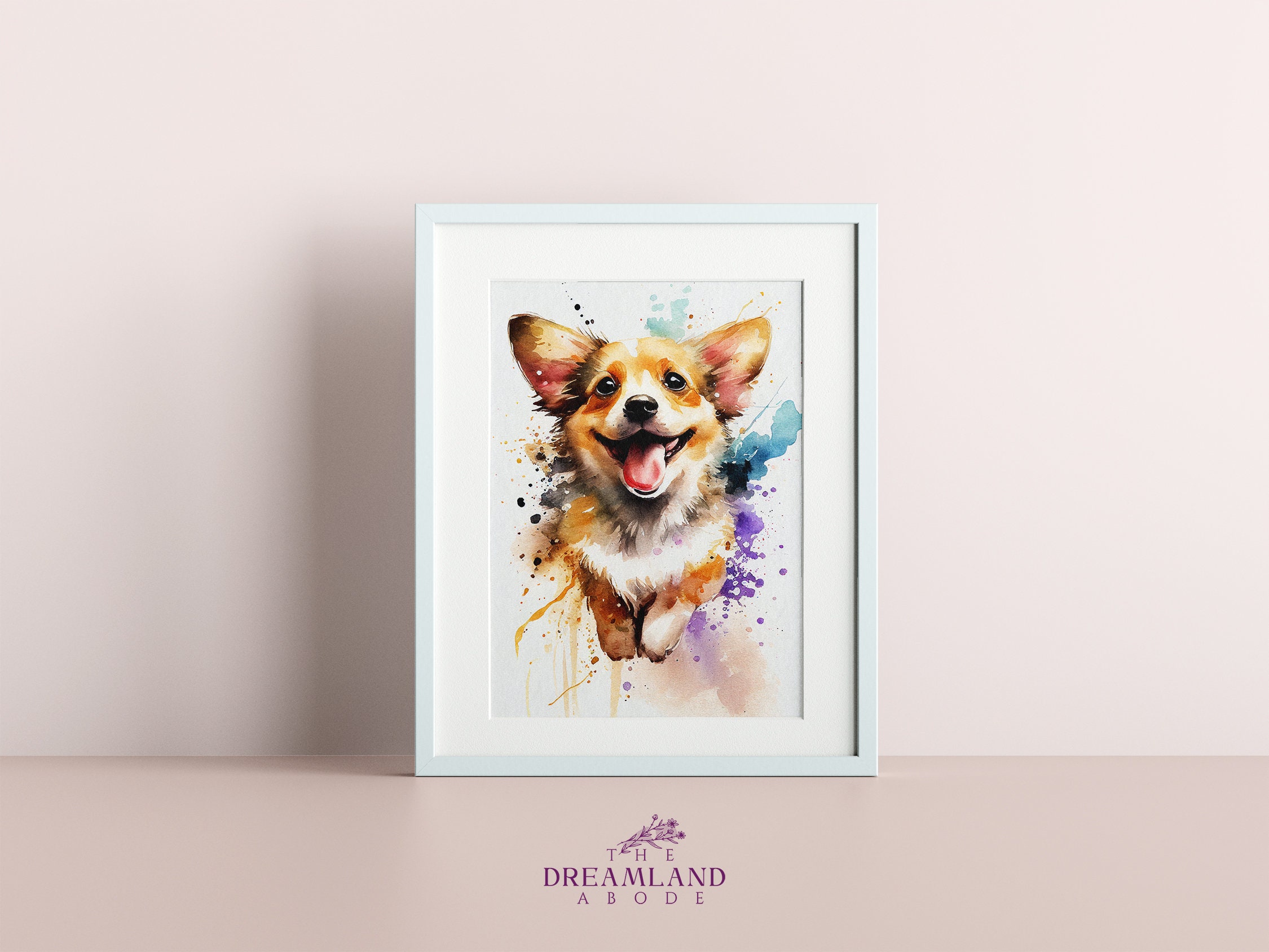 Corgi Wall Art Print, Watercolor Corgi Dog Portrait, Corgi Decor, Corgi ...