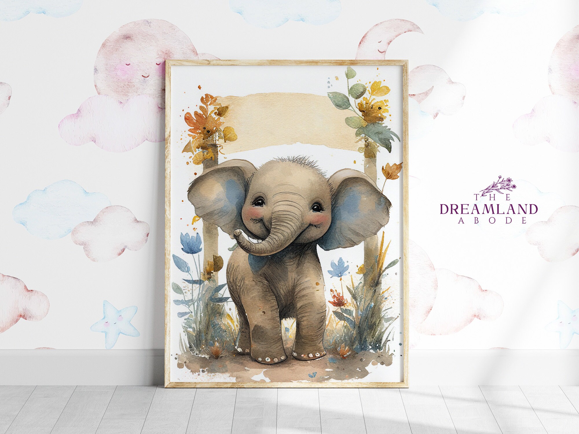 Safari Elephant Watercolor Printable Wall Art DIGITAL DOWNLOAD Nursery ...