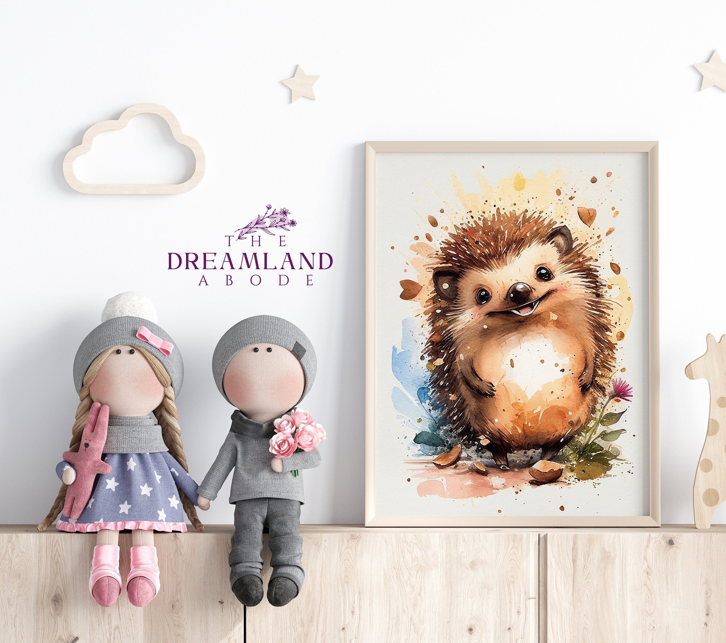 Hedgehog Printable Wall Art, Woodland Nursery Decor, Forest Animal ...