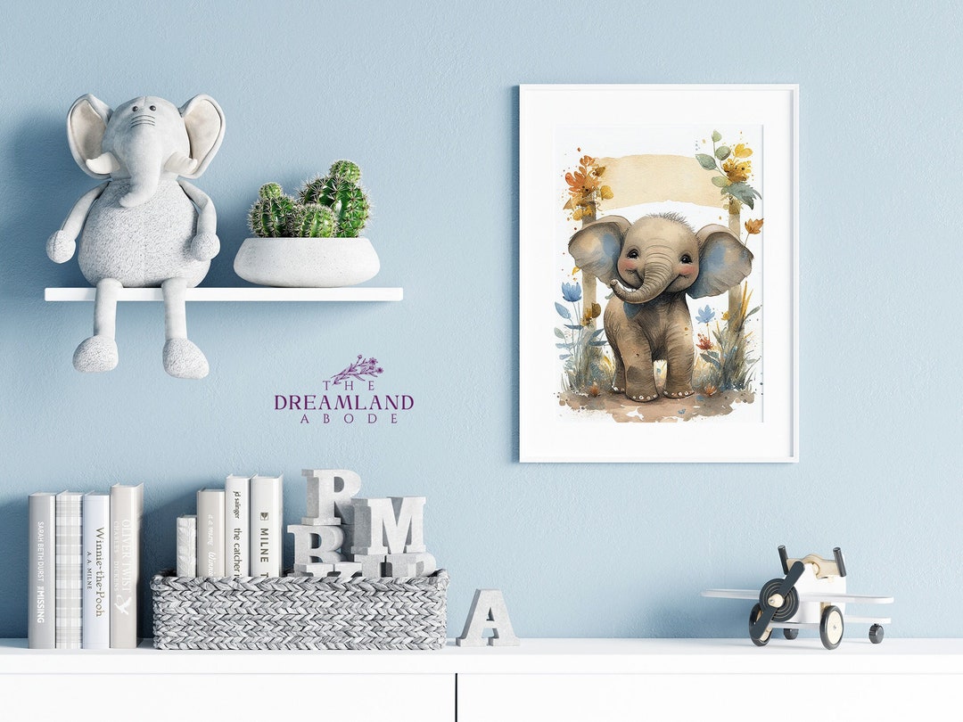 Safari Elephant Watercolor Printable Wall Art DIGITAL DOWNLOAD Nursery ...