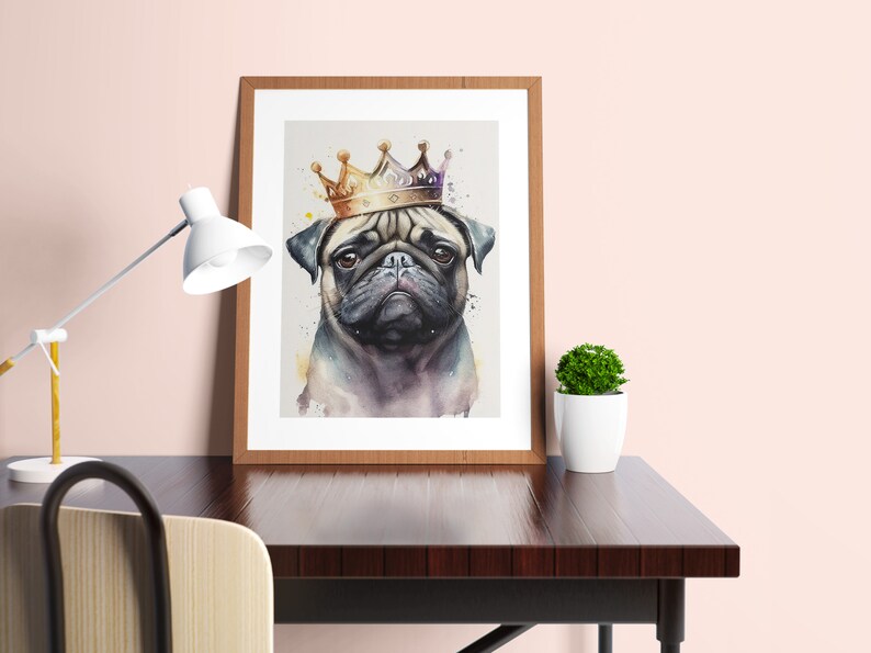 Pug Wall Art Silly Pug Printable Art Pug Portrait Pug Lover - Etsy