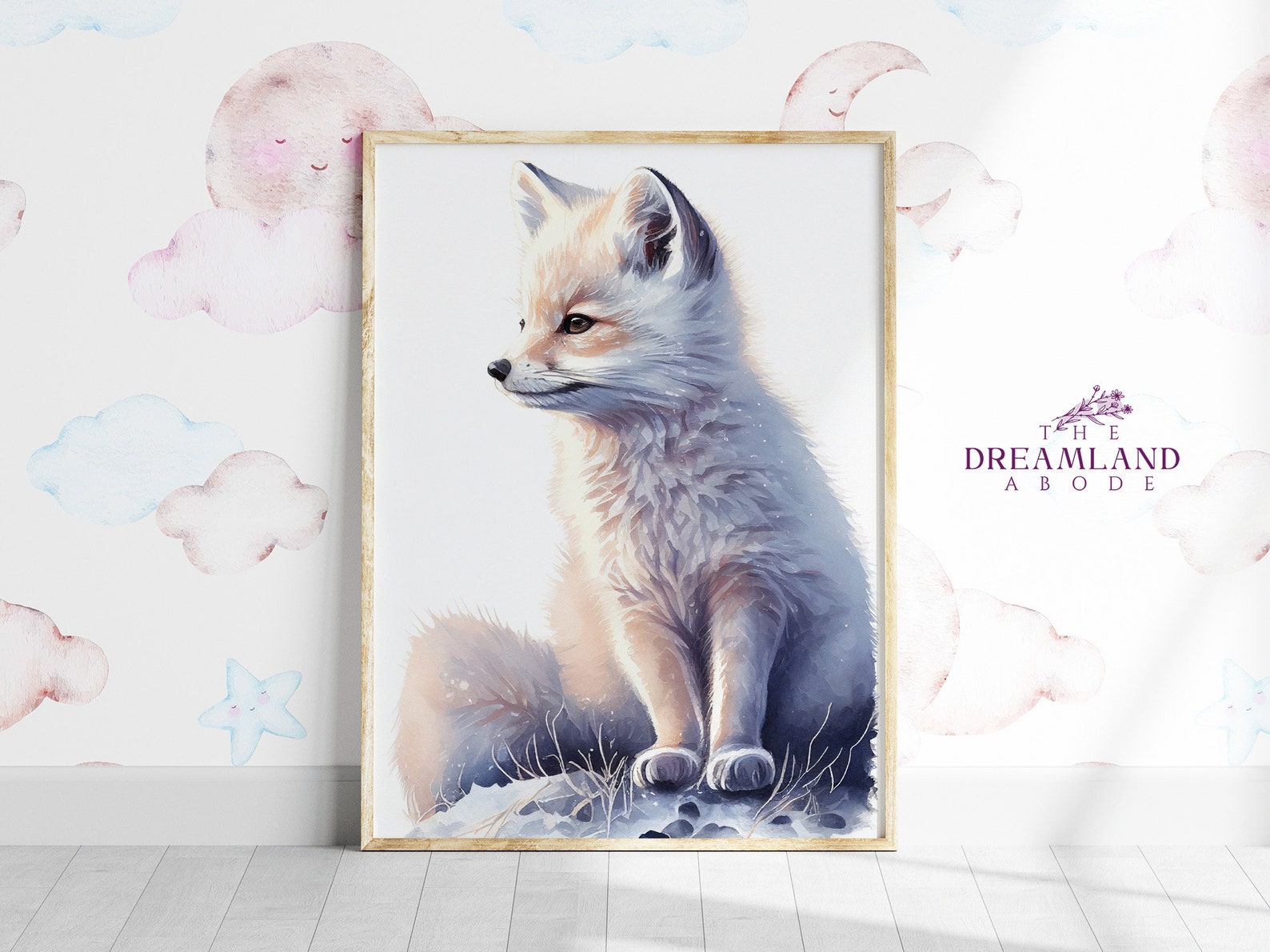 White Arctic Fox Watercolor Printable Wall Art DIGITAL DOWNLOAD Nursery ...