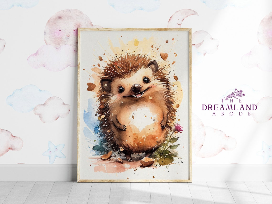 Hedgehog Printable Wall Art, Woodland Nursery Decor, Forest Animal ...