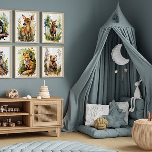 Set of 6 Woodland Nursery Prints, Woodland Nursery Decor, Forest Themed ...