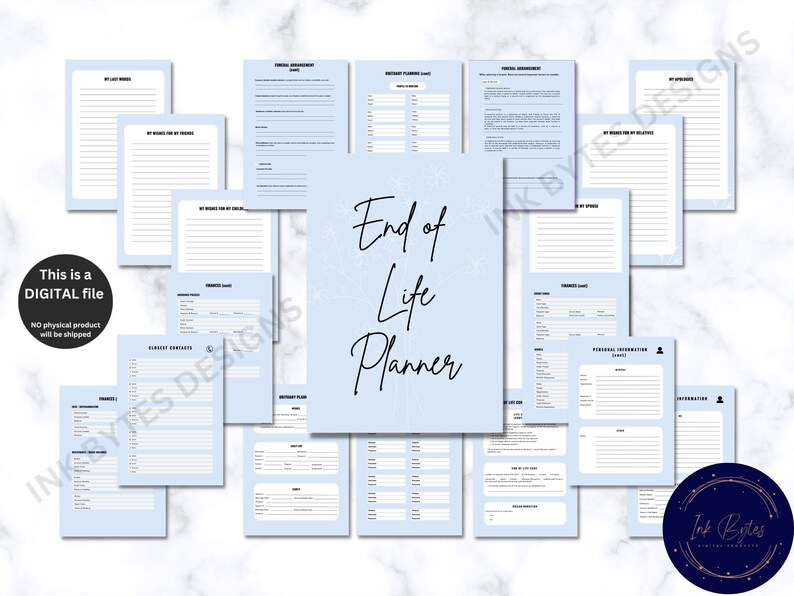 End of Life Planner - Fillable And/or Printable Digital Download for ...
