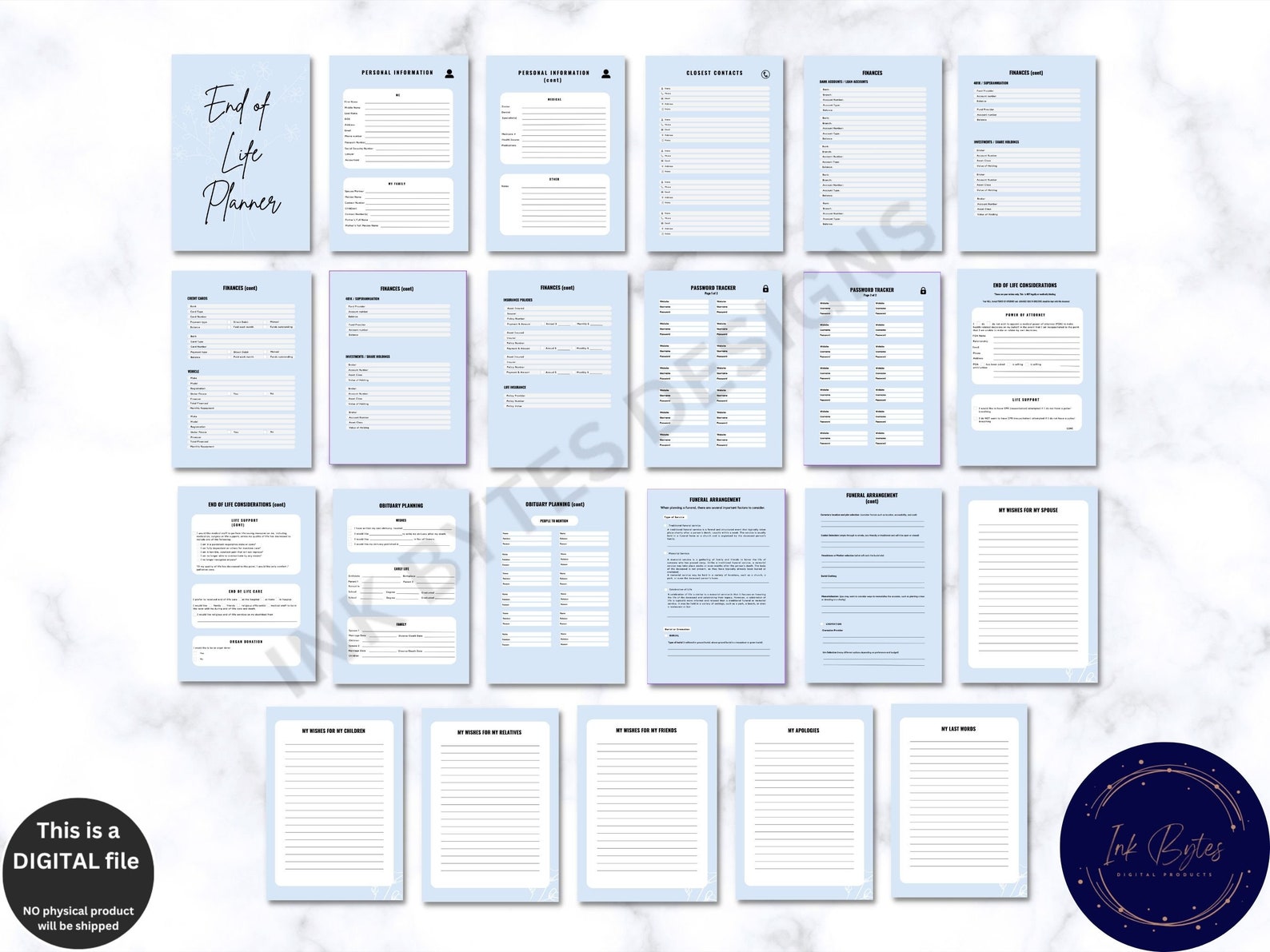 End of Life Planner - Fillable And/or Printable Digital Download for ...