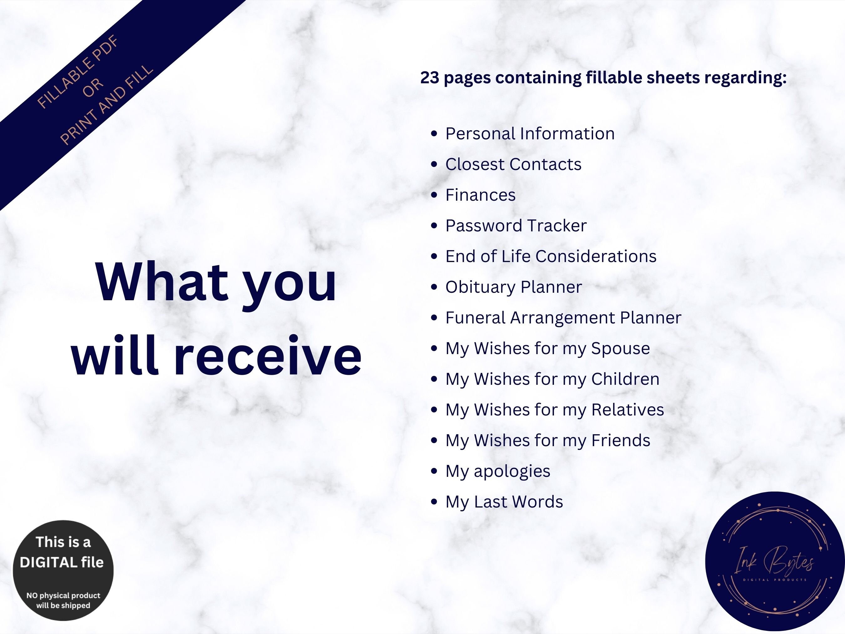 End of Life Planner - Fillable And/or Printable Digital Download for ...