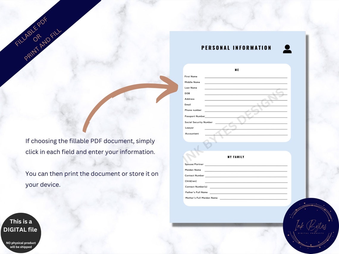 End of Life Planner - Fillable And/or Printable Digital Download for ...