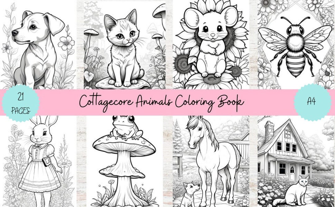Coloring Book Cottagecore Creatures: A Charming A4 Coloring Book 21 ...