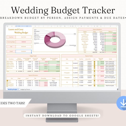 Detailed Wedding Budget Tracker - Etsy
