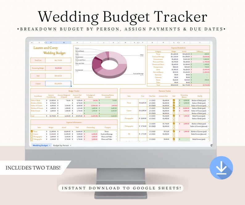 Detailed Wedding Budget Tracker - Etsy