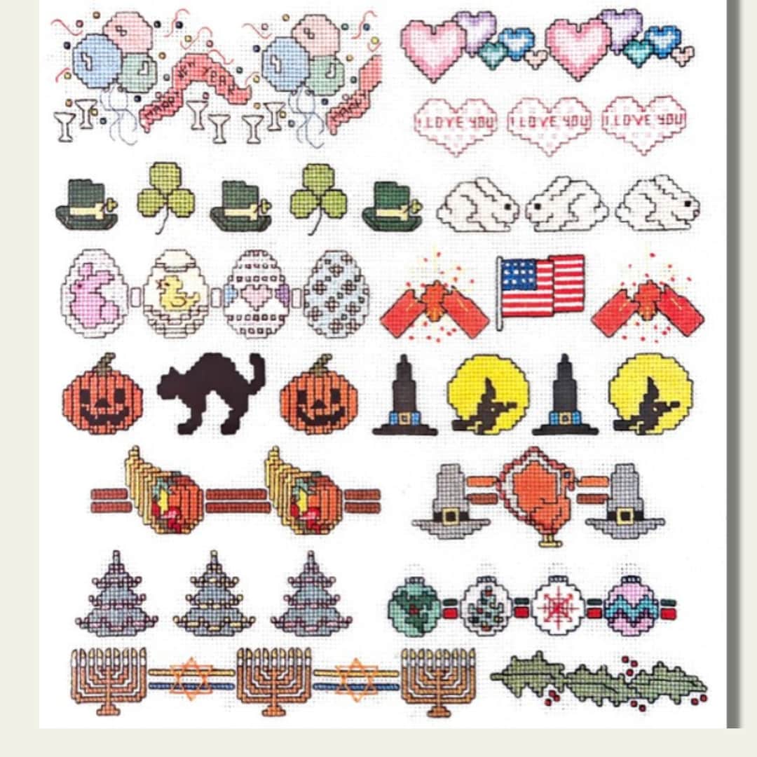 Vintage Download Holiday Border Cross Stitch Patterns, Mini Motif ...