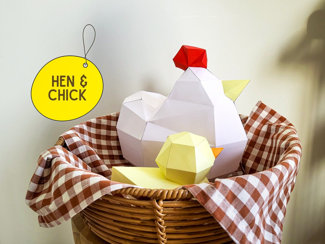 Hen and Chick Family, Easter Decor, DIY Paper Crafts, Printable 3D ...