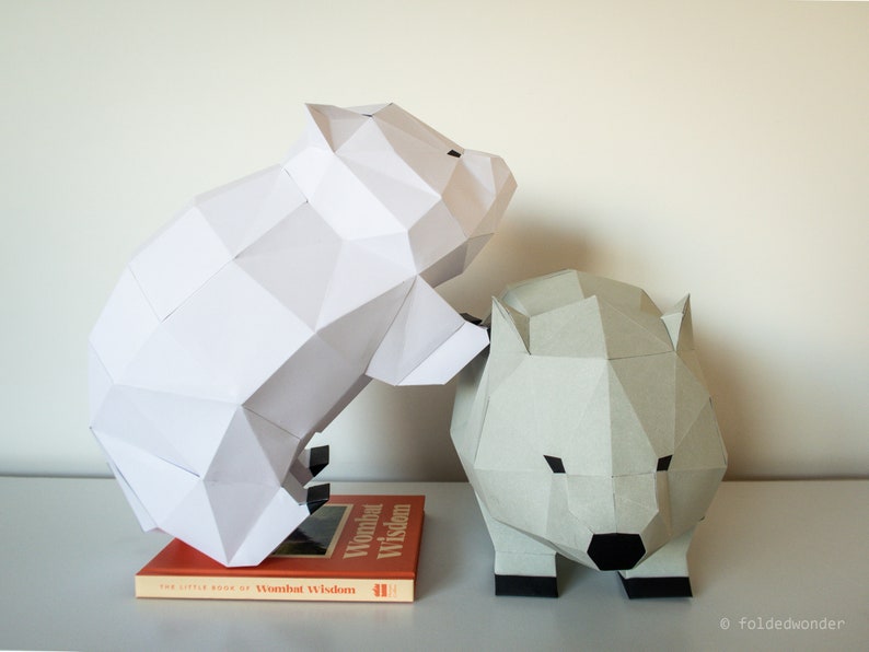 Cute Wombat and Cube Poop Papercraft Template, DIY Australian Animal ...