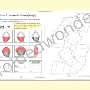 Adorable 3D Mango Set, Papercraft Template, DIY Fruit Origami, Digital ...