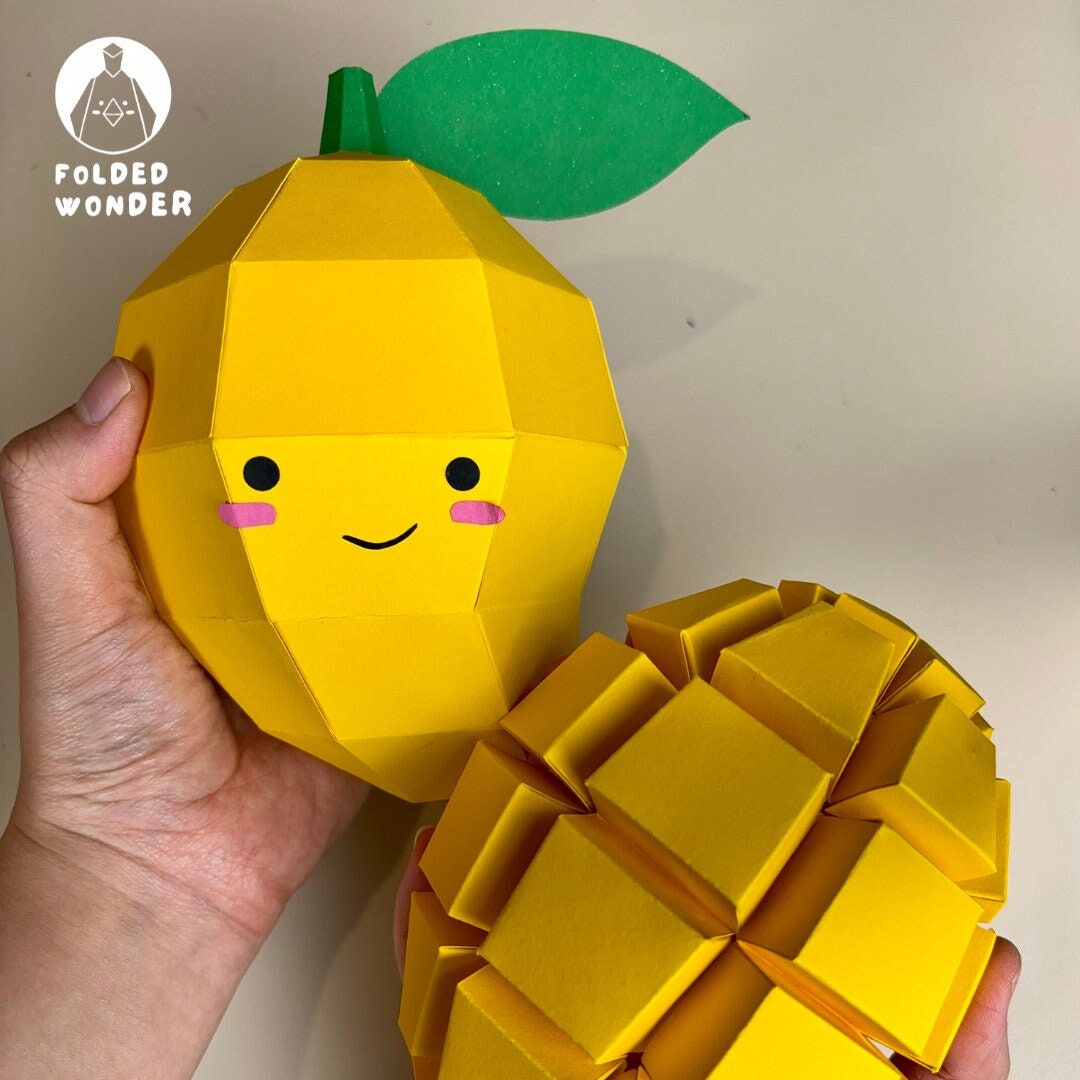 Adorable 3D Mango Set, Papercraft Template, DIY Fruit Origami, Digital ...