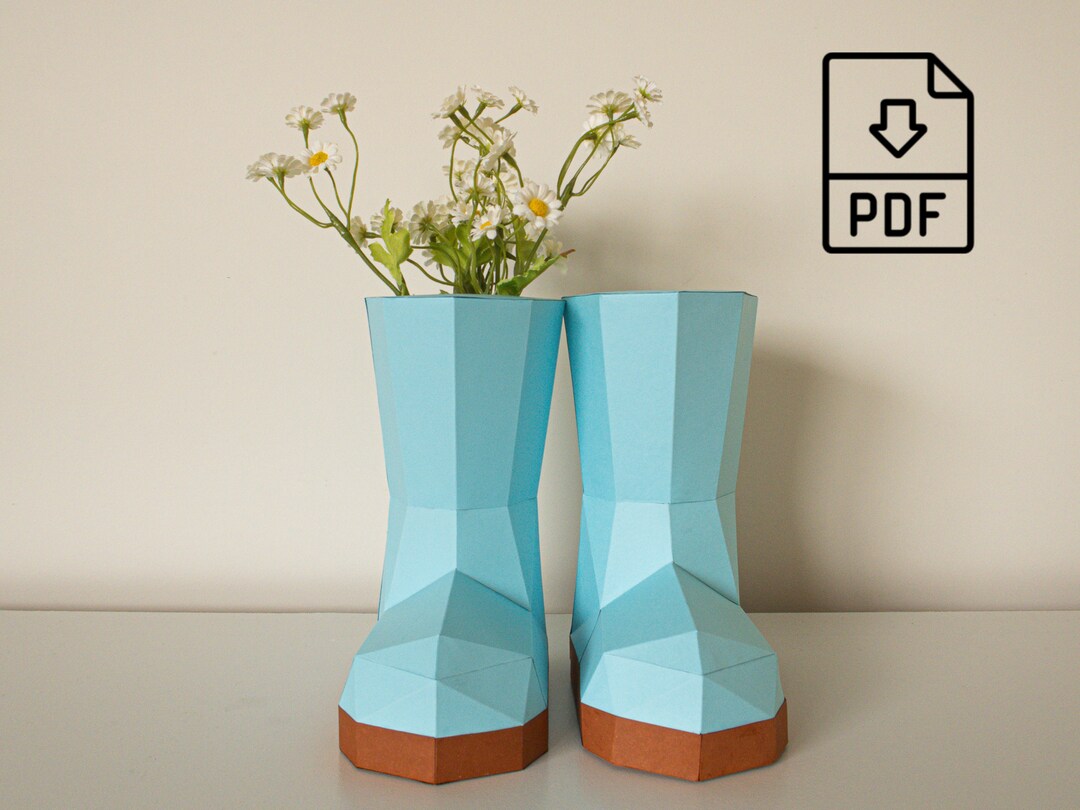 Papercraft Rainboot Vase, Unique Dry and Artificial Flower Vase ...