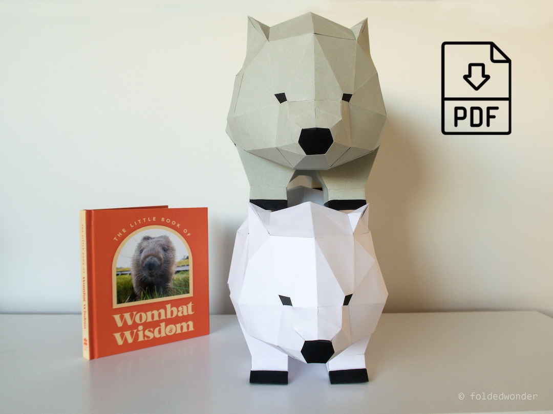 Cute Wombat and Cube Poop Papercraft Template, DIY Australian Animal ...