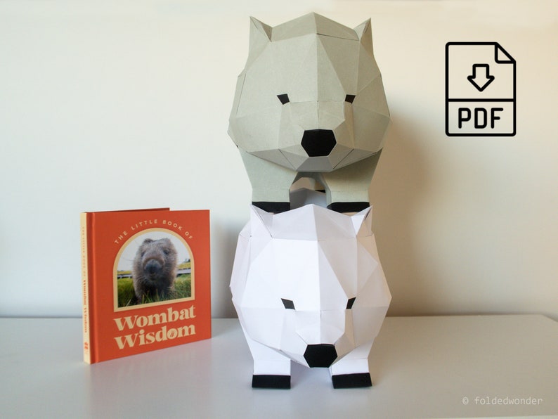 Cute Wombat and Cube Poop Papercraft Template, DIY Australian Animal ...