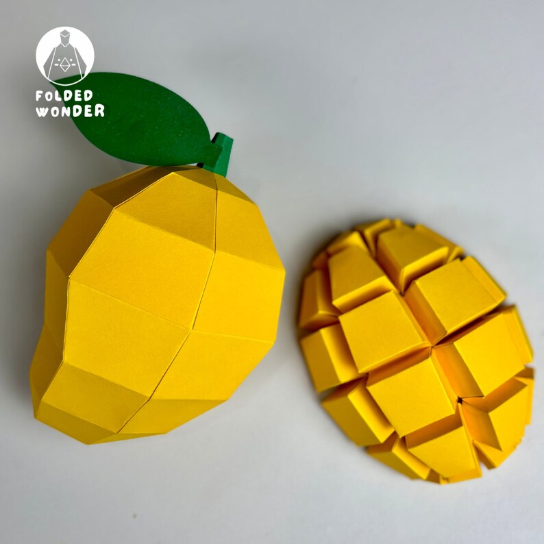 Adorable 3D Mango Set, Papercraft Template, DIY Fruit Origami, Digital ...