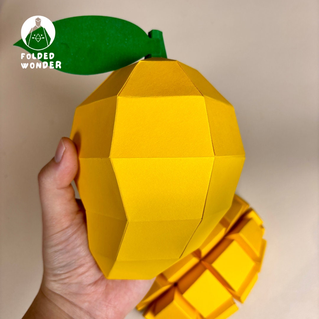 Adorable 3D Mango Set, Papercraft Template, DIY Fruit Origami, Digital ...