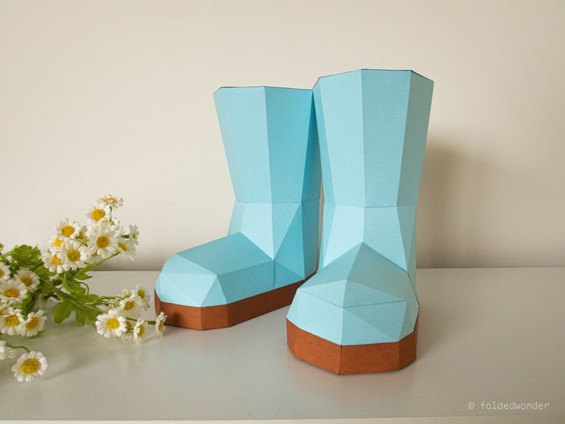 Papercraft Rainboot Vase, Unique Dry and Artificial Flower Vase ...