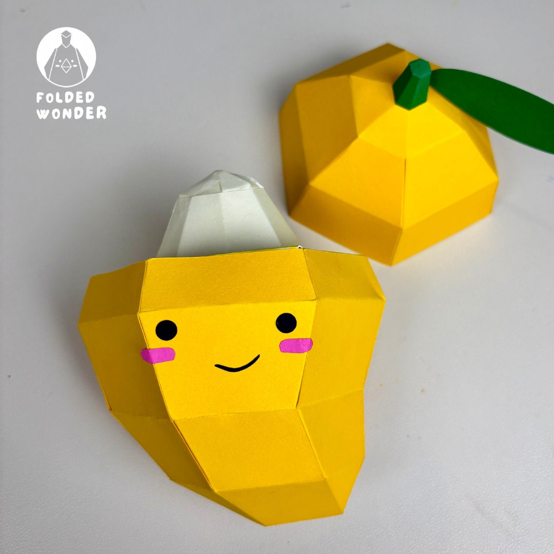 Adorable 3D Mango Set, Papercraft Template, DIY Fruit Origami, Digital ...