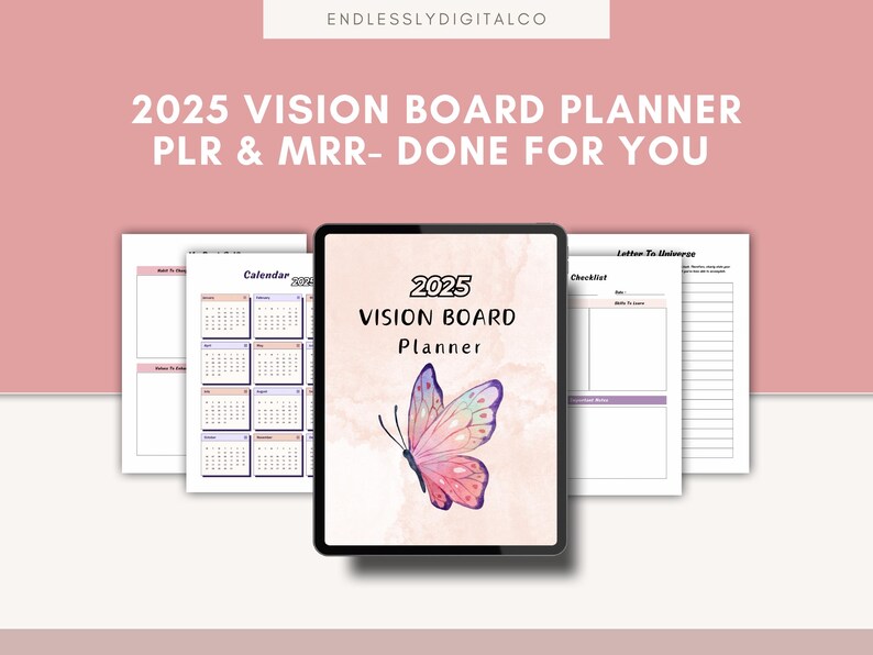 2025 Vision Board Planner Goal Setting & Manifestation Journal Digital ...