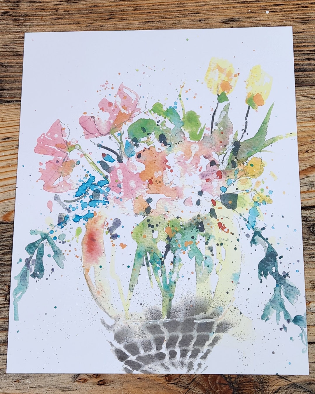 Abstract Vase of Flowers print - Etsy