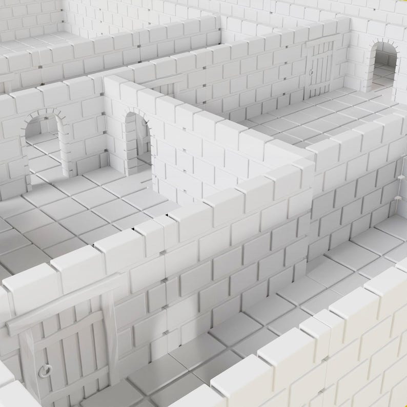 3D STL File for Print | Modular Dungeon Tiles Set — Walls, Arcs & Doors ...