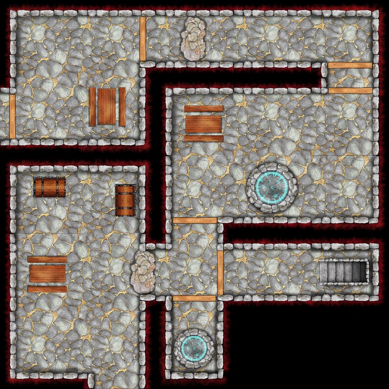 Fantasy Dungeon Modular Map Stone Tiles Set for Print - Etsy