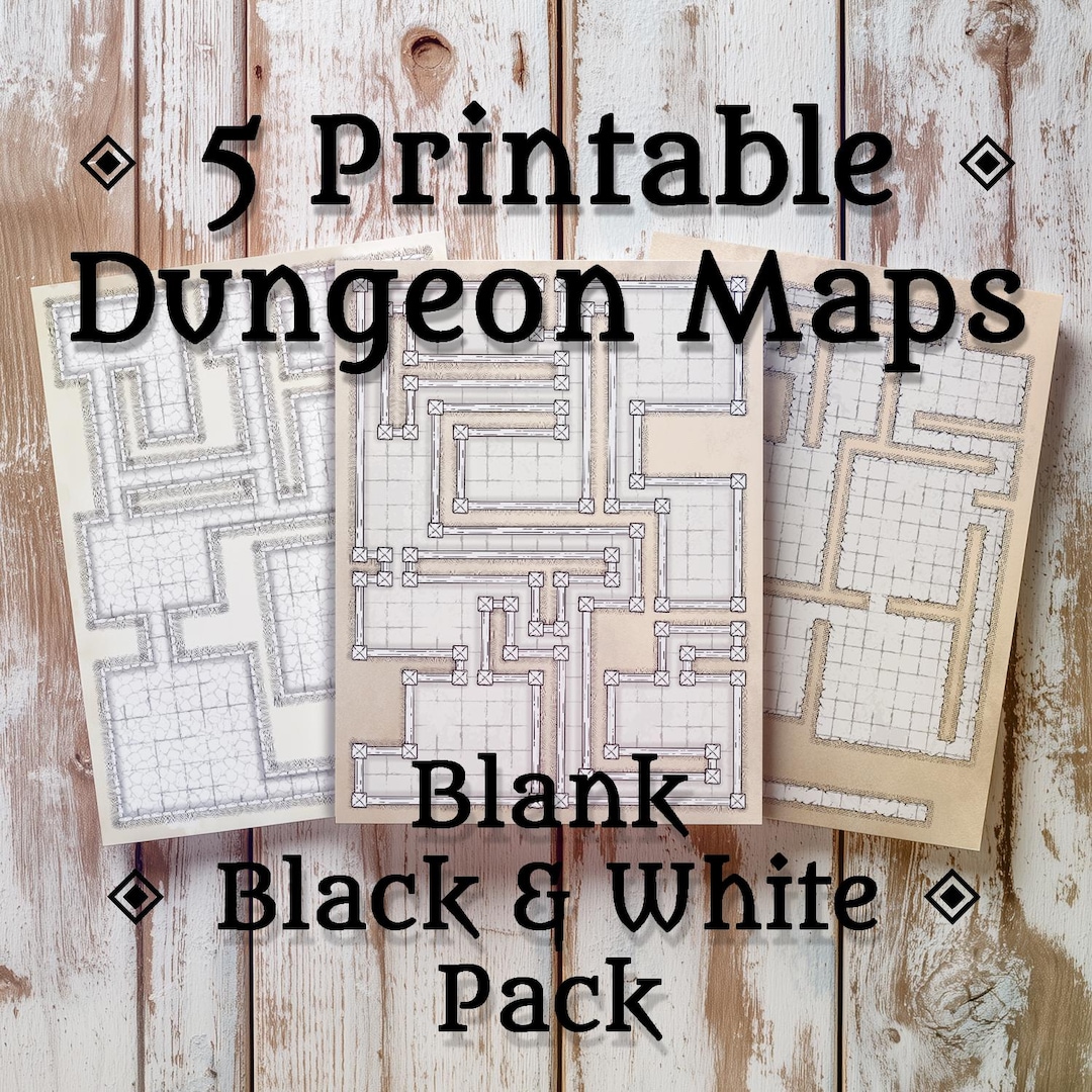 Printable Blank Dungeon Map Pack – Black & White - Etsy
