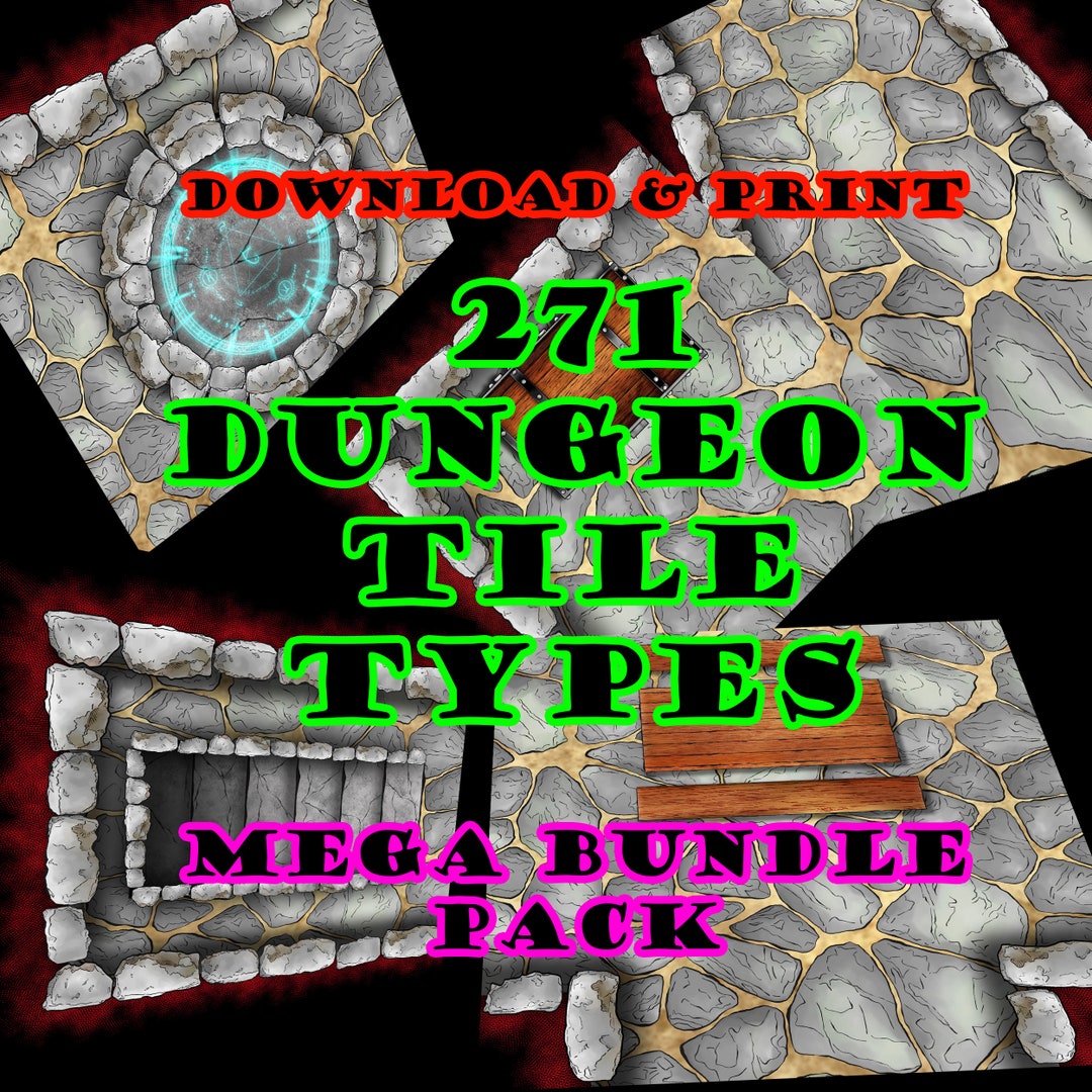 Fantasy Dungeon Modular Map Stone Tiles Set for Print - Etsy