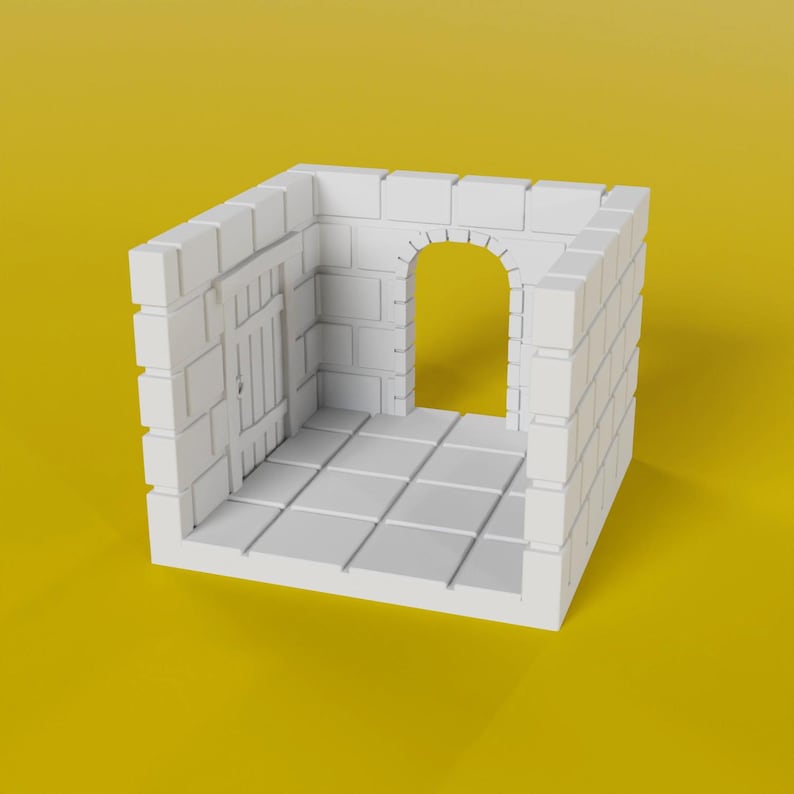 3D STL File for Print | Modular Dungeon Tiles Set — Walls, Arcs & Doors ...