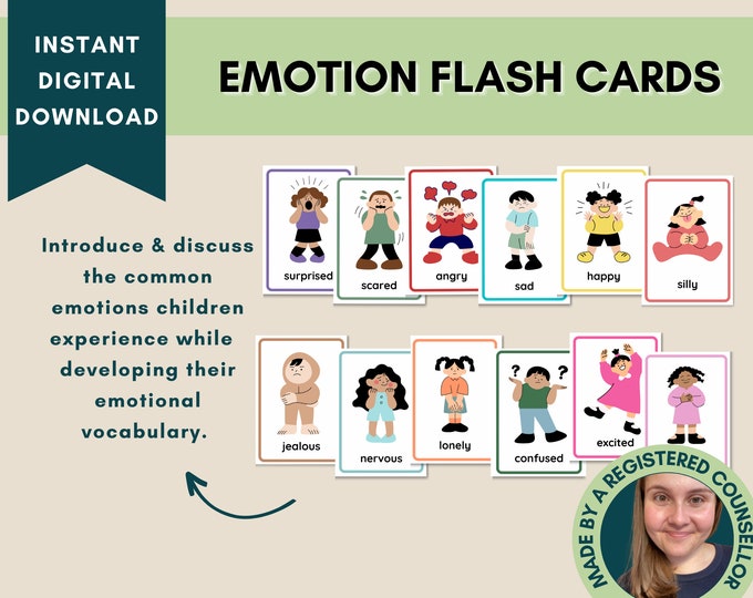 Feelings Flash Cards for Kids: Emotional Learning, Calm Corner (PDF ...