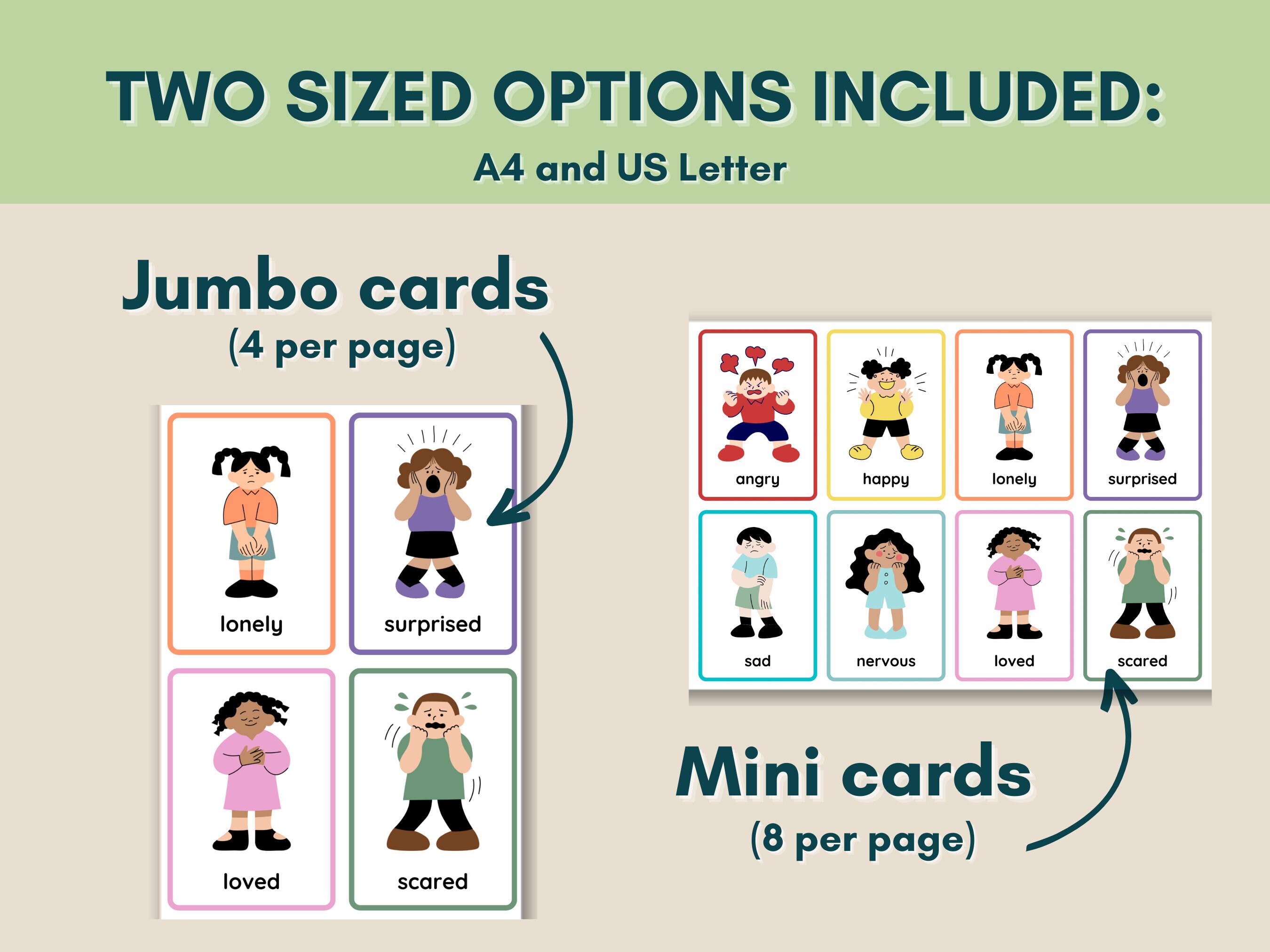 Emotion Flash Cards for Kids, Feelings Cards, Social Emotional Learning ...