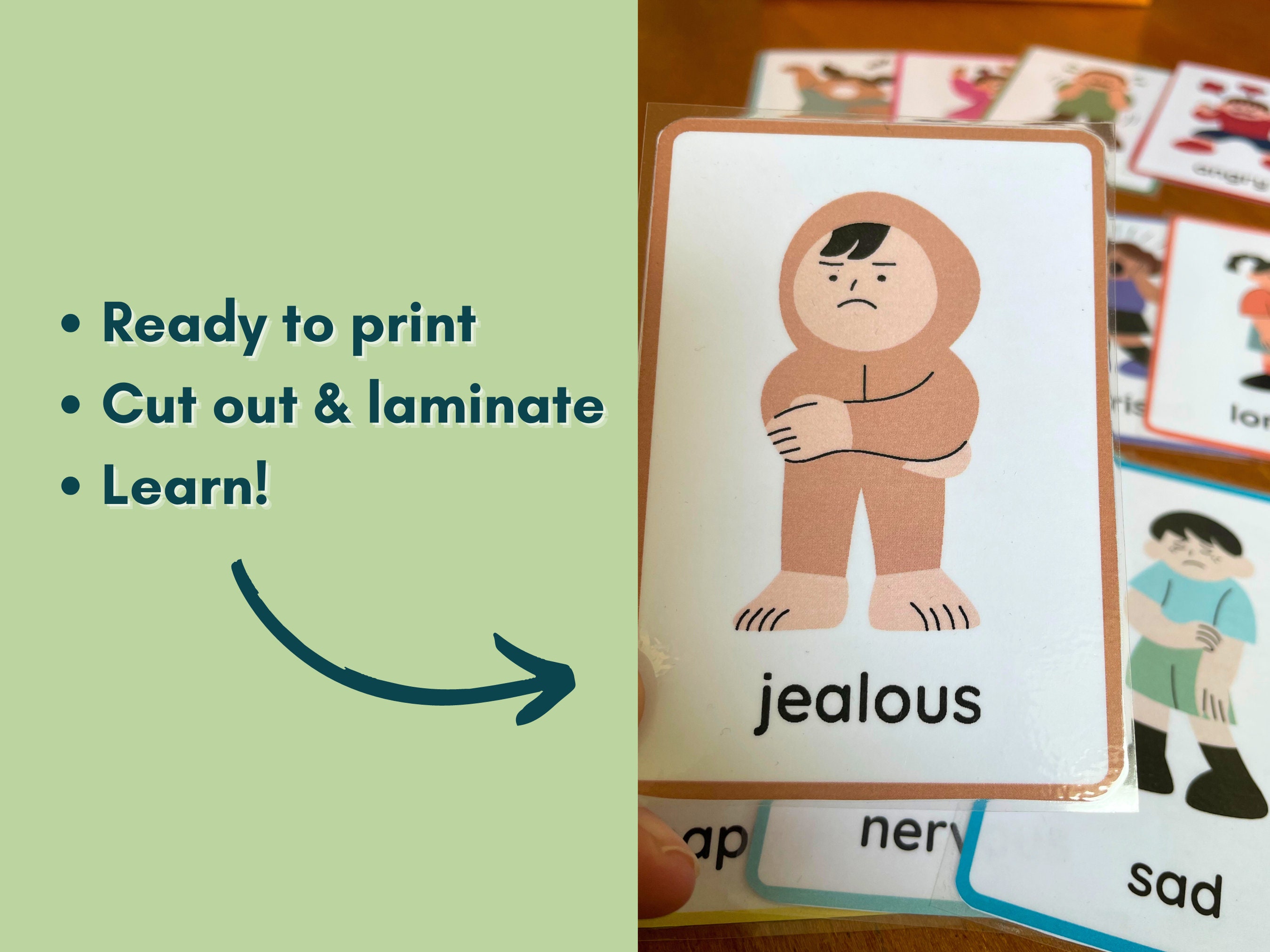 Emotion Flash Cards for Kids, Feelings Cards, Social Emotional Learning ...