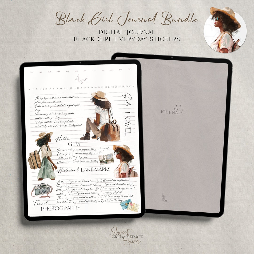 Black Girl Daily Journal Bundle: Black Girl Daily Life Stickers ...