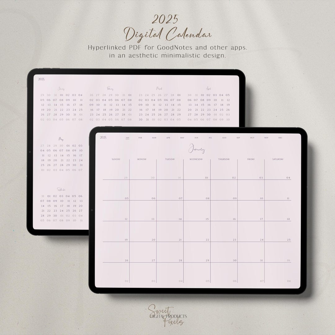 2025 Digital Calendar Planner Vintage Rose, Pink Monthly Calendar ...