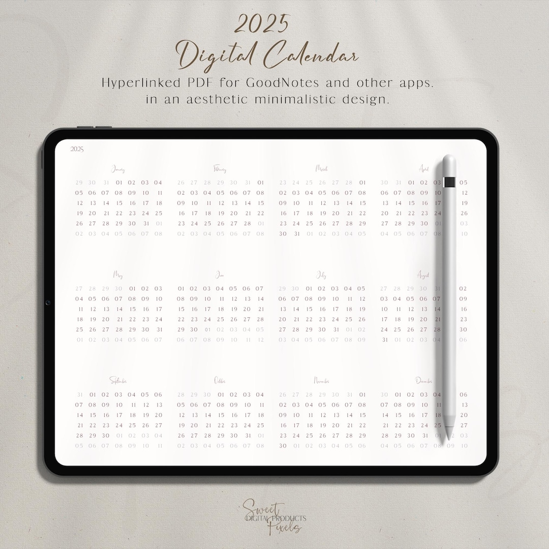 2025 Digital Calendar Planner, Monthly Calendar Planner, Goodnotes ...