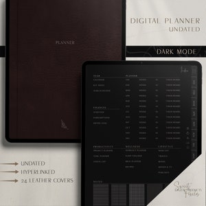 Undated Dark Mode Digital Planner, Dark Mode Goodnotes Planner, PDF ...