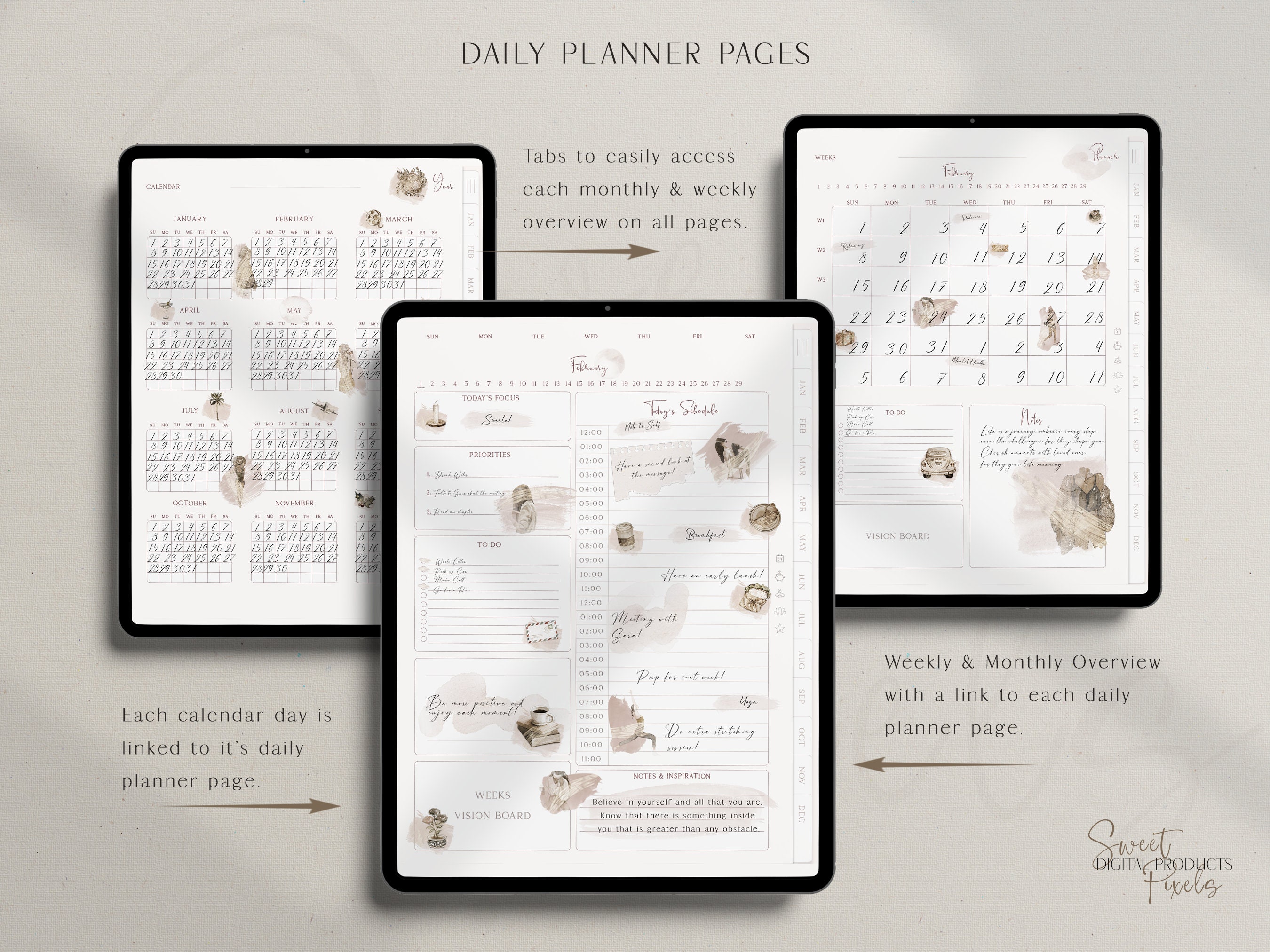 That Girl Aesthetic Digital Planner Bundle: Undated Digital Planner ...