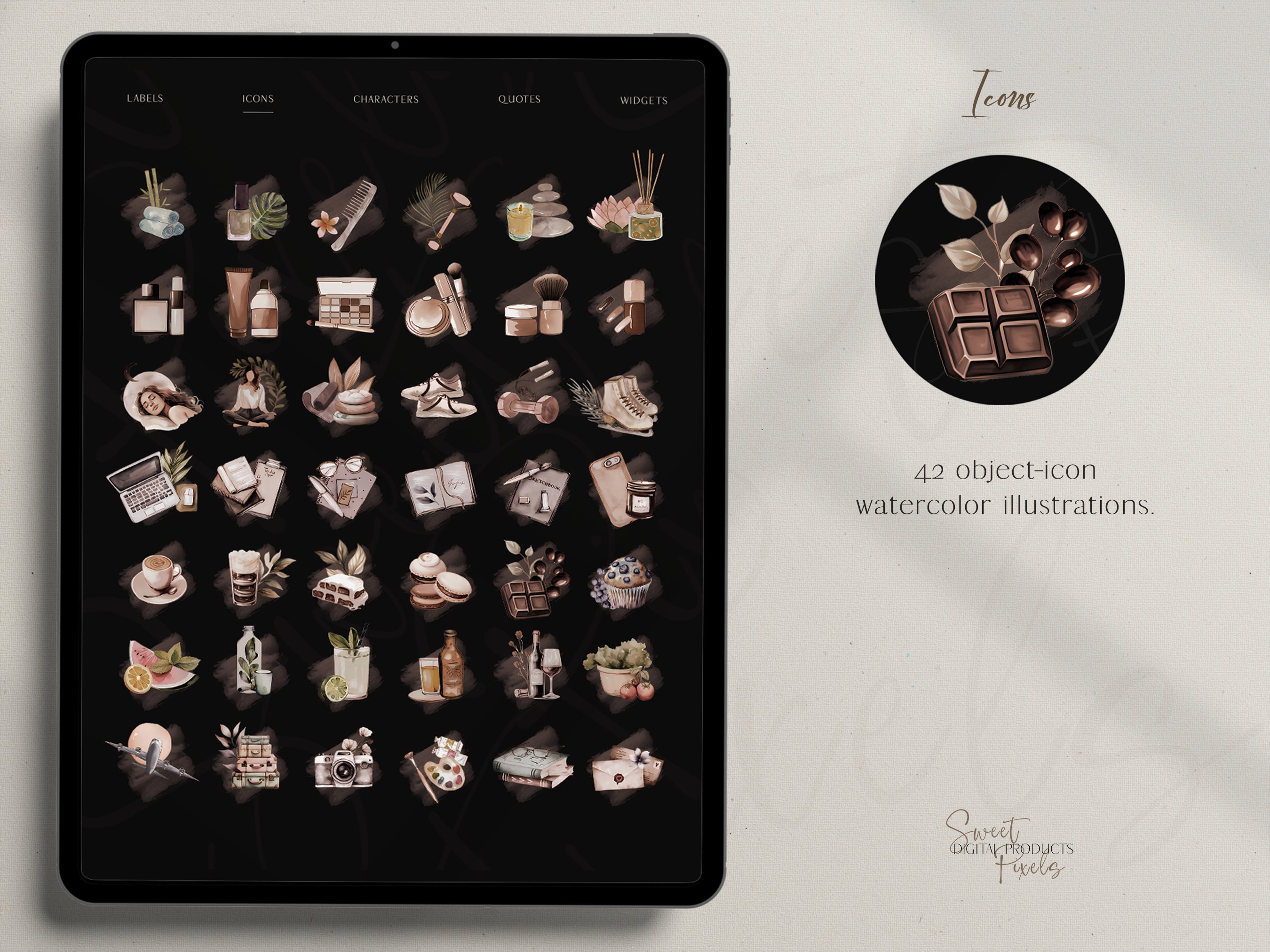 Dark Mode Digital Stickers, That Girl Aesthetic Planner Stickers ...